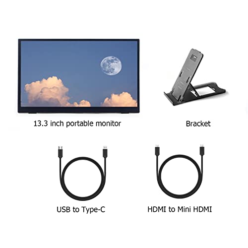 BDT 13.3" Portable Monitor Mobile PC Extension Screen IPS Full View Display 3M S Fast Response