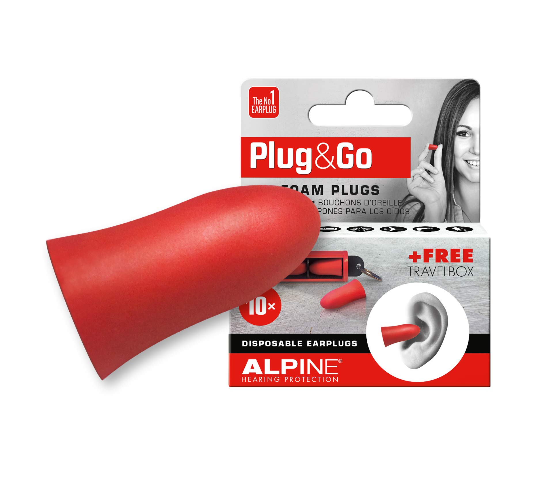 Alpine Plug&Go Disposable Foam Ear Plugs – Sleeping/Study/Work earplugs - Reduce Snoring and Improve Sleep - Free Key case - Anti-Irritation Coating and Universal fit