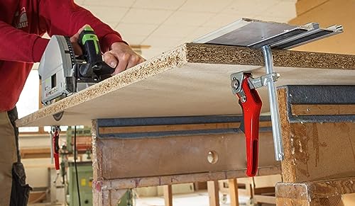 BESSEY GTR16S6H All Steel Ratcheting Table Clamp with 6 5/16 Capacity x 2 5/16 Throat Depth & 540 lb Clamping Force, Red/Silver
