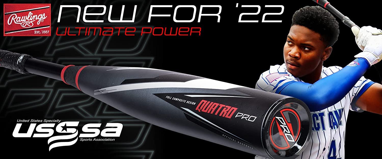 Rawlings 2022 Quatro PRO USSSA Baseball Bat | -10 | 2 Pc. Composite | 30 inch | UT2Q10