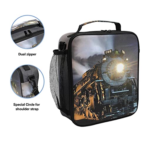 AUUXVA Vintage Locomotive Kids Lunch Bag, 10.5 x 3.5 x 9.5 in, Polyester
