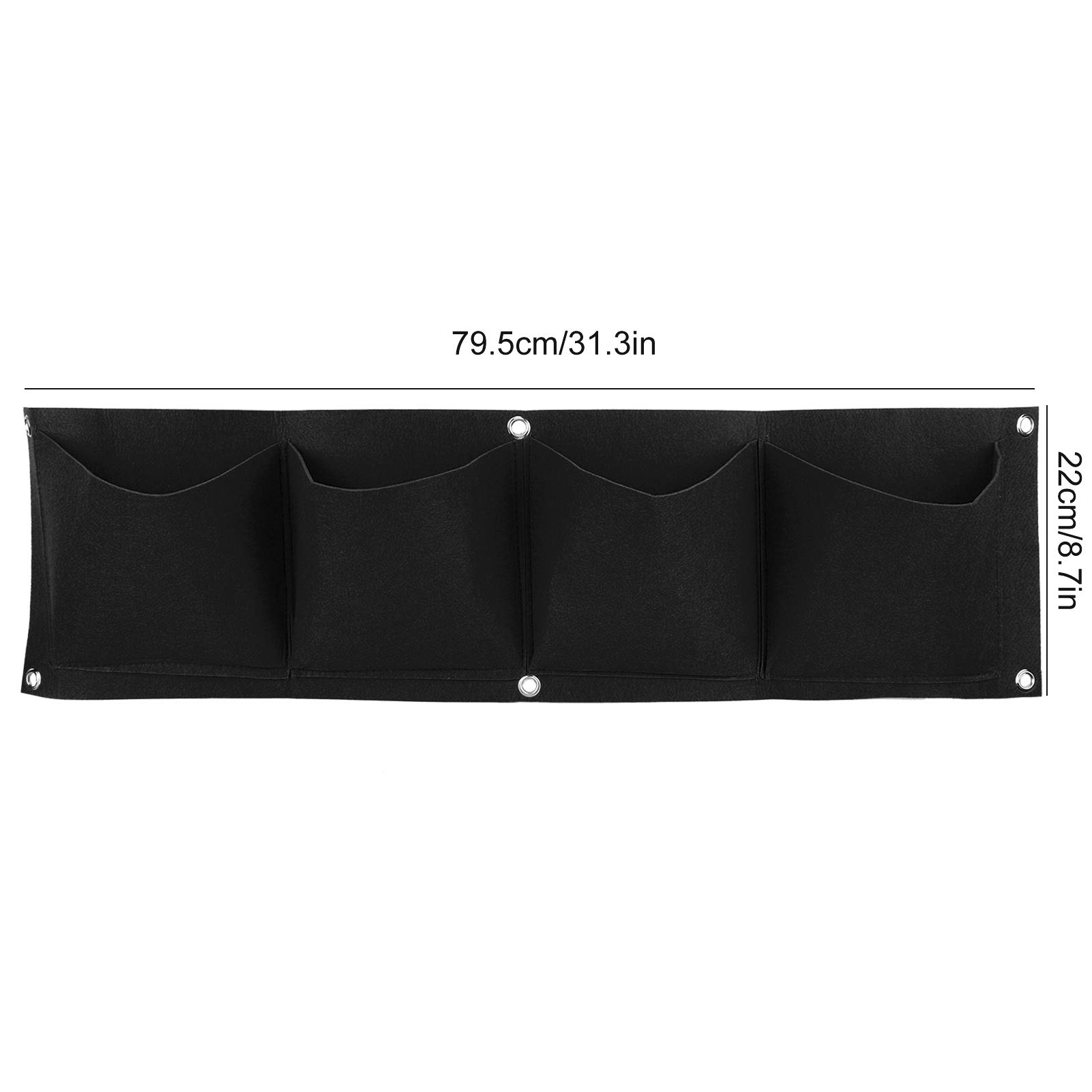 Atyhao Vertical Hanging Outdoor Wall Planter 4Pcs 4 Pocket Plant Grow Bag Wall Mounted Reusable Degradable Felt Garden Planter Herbs, Succulents Artificial Pl or Flowers. (Black)