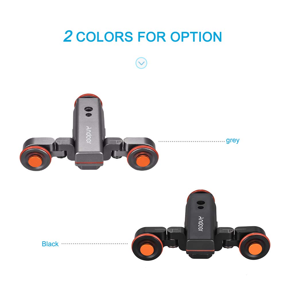 Andoer Track Dolly L4 PRO 3-Wheels Wireless Camera Video Auto Dolly Motorized Electric Track Rail Slider Dolly Car with Wireless Remote Control 3 Speed for DSLR Camera iOS Android Smartphone Gopro