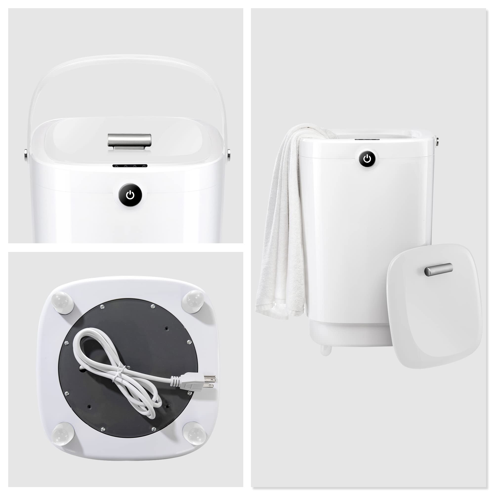 AZOUTDOOR Large Towel Warmers for Bathroom,Luxury Portable Bucket Towel Warmer Fits Up to Two 70"X80" Oversized Towels with Timing Auto Shut Off, White