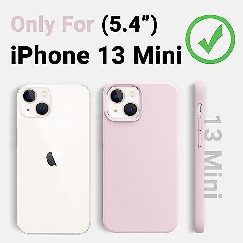 AOTESIER Shockproof Designed for iPhone 13 Mini Case, Liquid Silicone Phone Case with [Soft Anti-Scratch Microfiber Lining] Full Body Drop Protection 5.4 inch Slim Thin Cover, Ice Pink