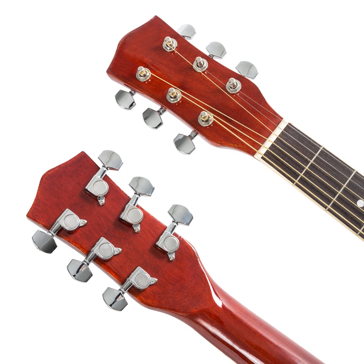 ARTALL 39 Inch Handmade Solid Wood Acoustic Cutaway Guitar Beginner Kit with Gig Bag, Strings, Picks, Strap, Glossy Sunset
