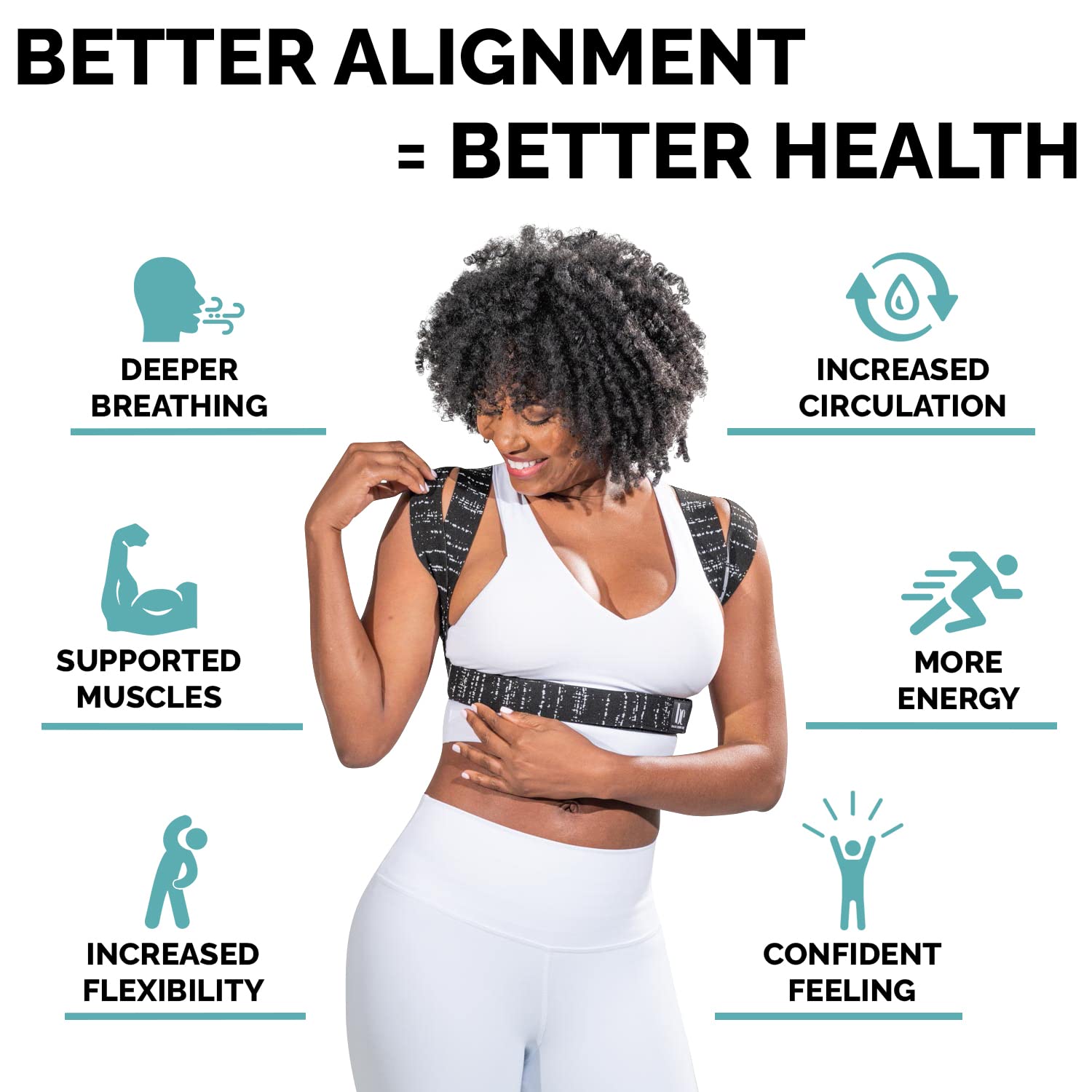BackEmbrace Posture Corrector for Women and Men - Made in USA - Slim and Adjustable Shoulder Brace - Back Brace for Back Pain Relief - Black Drizzle M/L