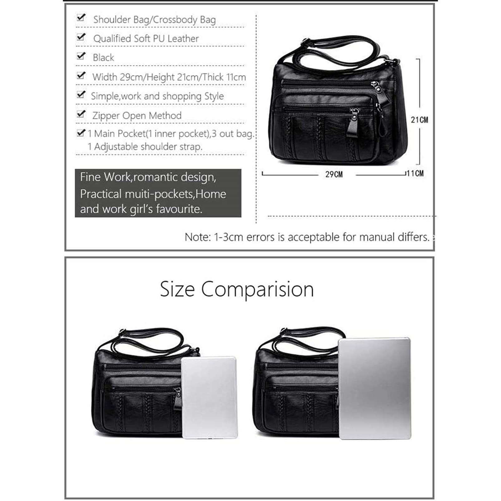 LoveAloe Crossbody Pursesdurable Multi-Layer Shoulder Handbags Waterproof Travel Bag Pocketbooks For Women Men