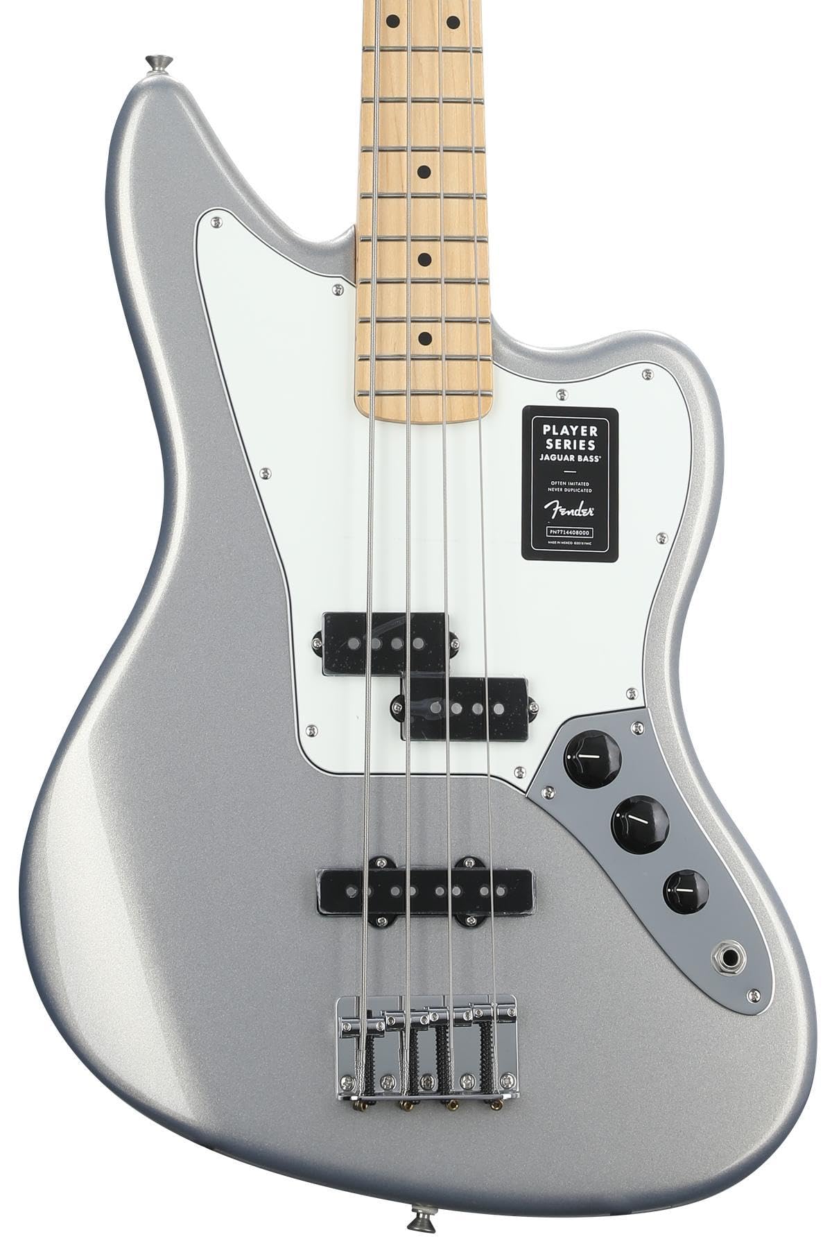 Fender Player Jaguar Bass, Silver, Maple Fingerboard