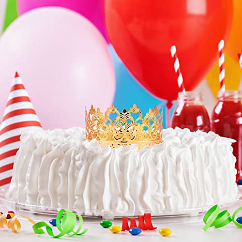 Cabilock Cake Crown Decorative Children Crown Ornament Baking Cake Adornment Crown Birthday Cake Decoration for Wedding Birthday Party (Golden)