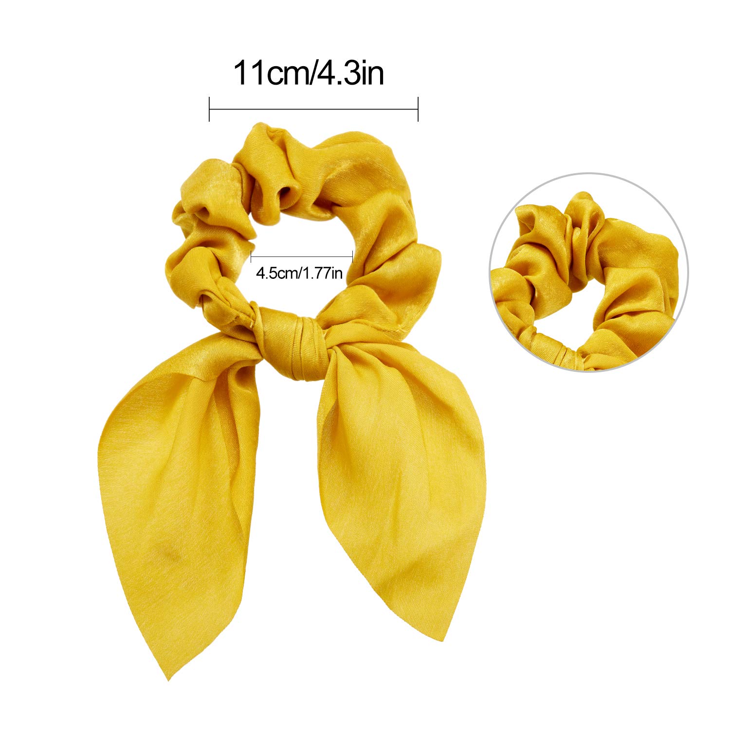 Yaomiao 12 Pieces Bow Hair Scrunchies Bunny Ear Scrunchies for Bow Silk Bowknot Bobbles Elastic Hair Ties Ropes for Women(Satin Silk)