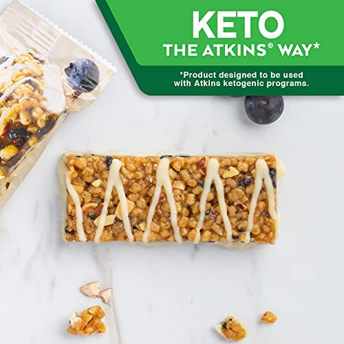 Atkins Blueberry Greek Yogurt Protein Meal Bar, High Fiber, 15g Protein, 3g Sugar, 5g Net Carbs, Meal Replacement, Keto Friendly, 5 Count