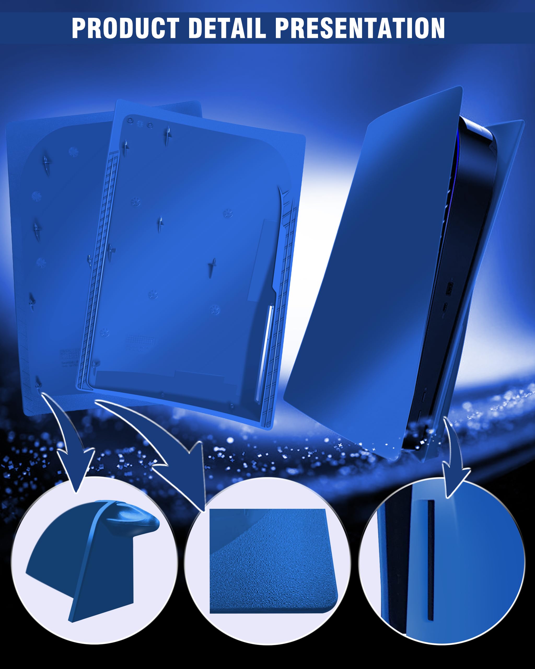 Joso Faceplate for PS5 Disc Edition, Anti-Scratch Dustproof Case Replacement, Cover Skin Fit for PS5 Console (CD-ROM), Plates for PS5 Accessories, Easy Installation - Blue