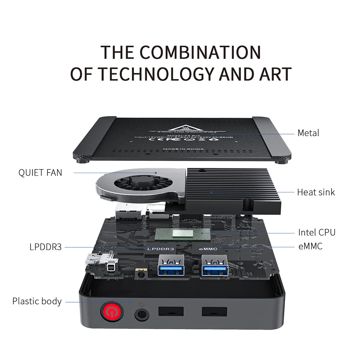 Beelink N3350 Processor (up to 2.4GHz), T4 Pro Mini PC, 4GB+64GB eMMC Mini Desktop Computer, 2.4G+5.8G WiFi, Gigabit Ethernet, BT 4.0, 4K@30Hz, Dual HDMI