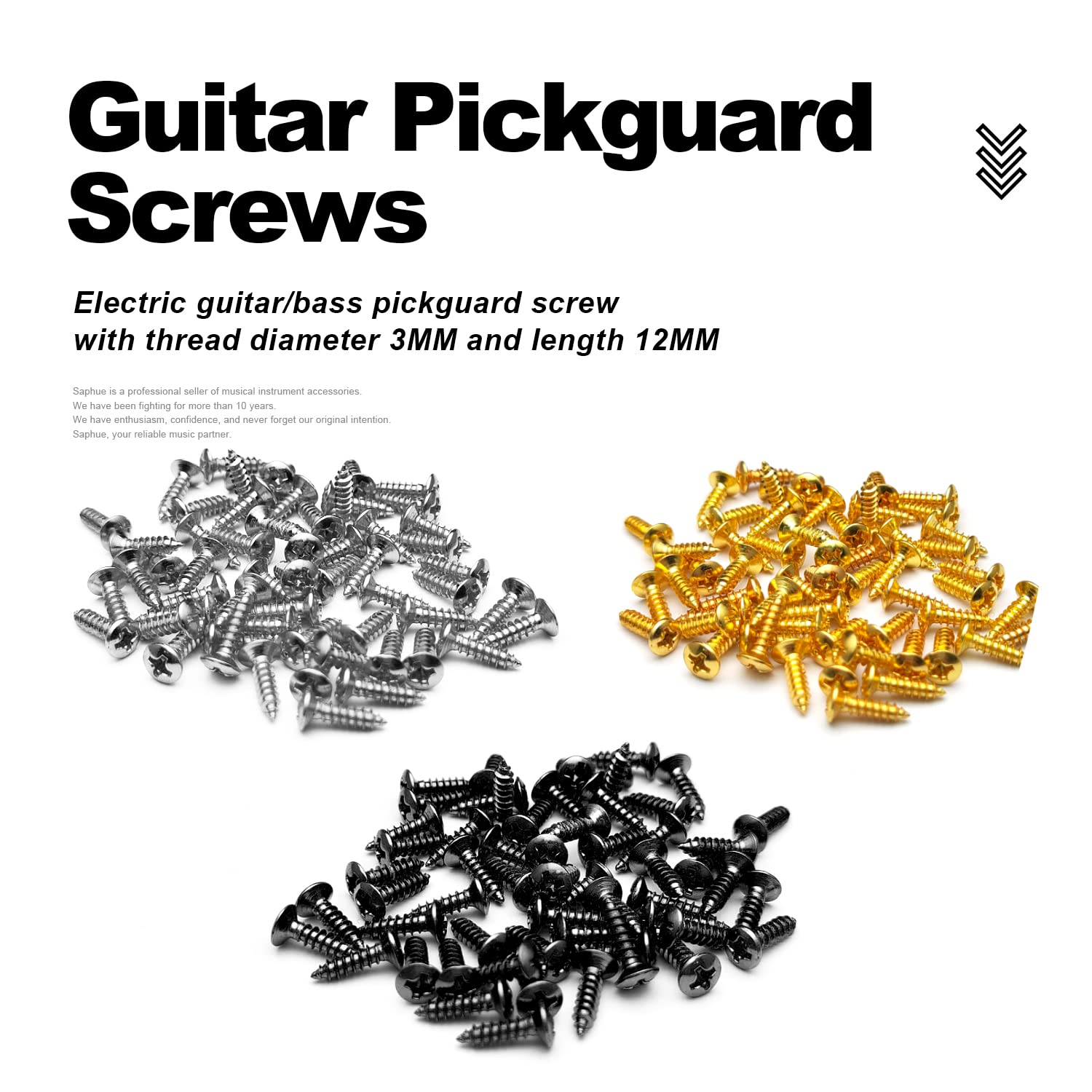 MAXCHEER 150Pack Guitar & Bass Pickguard Screws for Strat & Tele (Mixed Color 150 Pack)