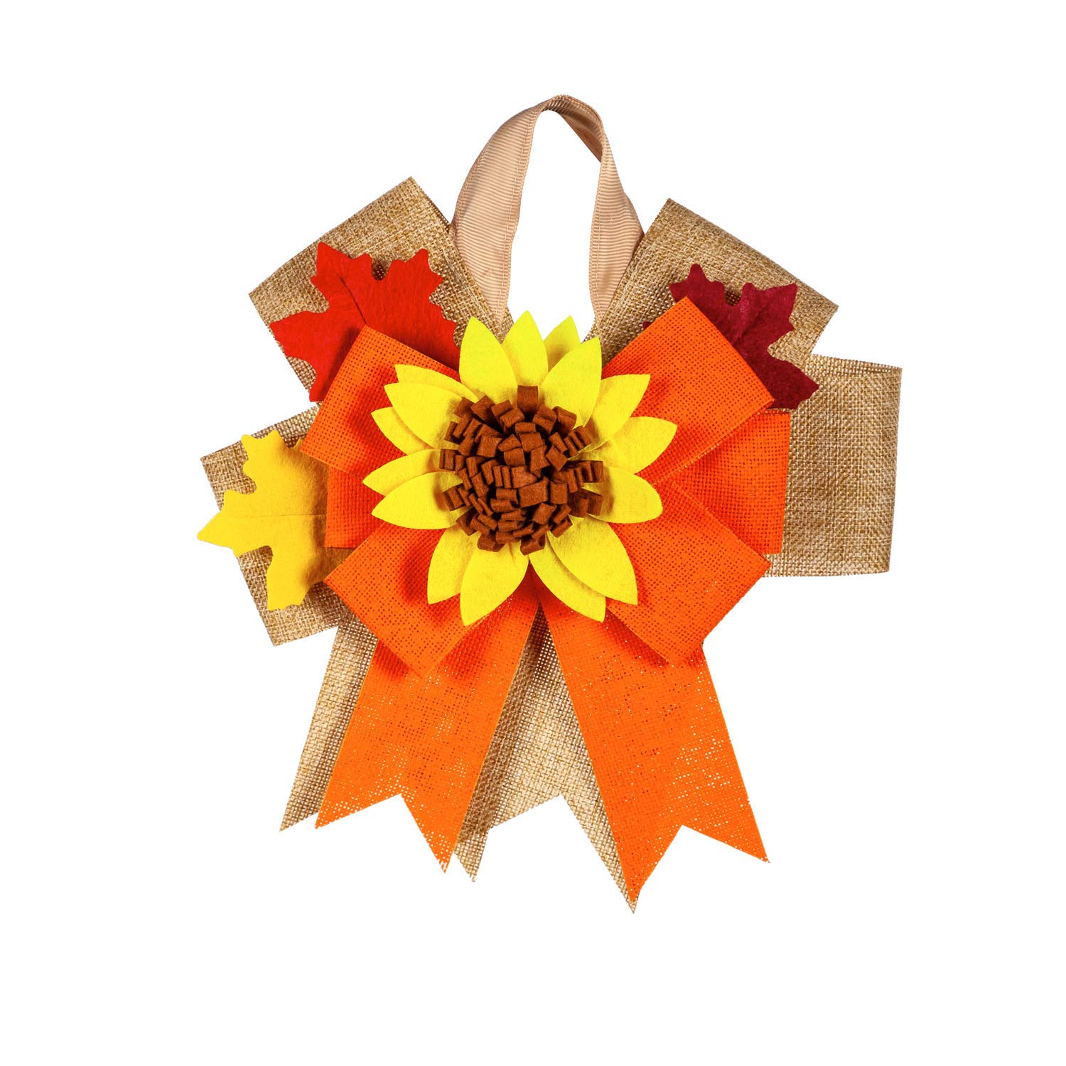 Evergreen Flag Fall Foliage Door Tag Bow Festive Holiday Wreath Door Décor Welcome Decoration for Homes Gardens and Yards