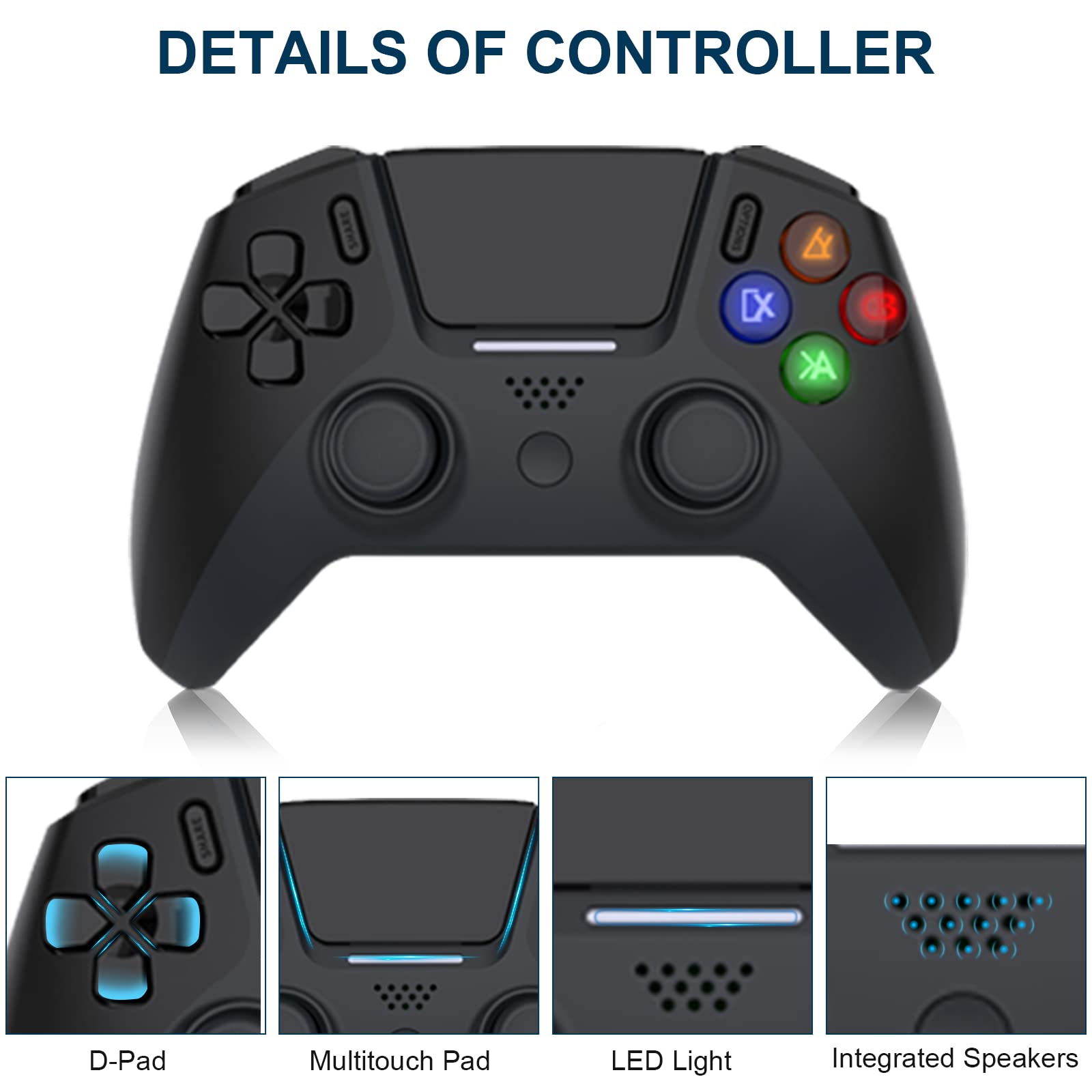 arVin Mobile Gaming Controller for PS4/PS3/PC/iPhone/Android Wireless Gamepad Joystick with Phone Holder for iPhone 15/14/13/12, iPad, iOS, MacBook, Samsung Galaxy, TCL, One Plus, Tablet, COD, Steam