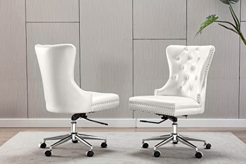 Best Quality Furniture OC39-A Office Chair, White Faux Leather