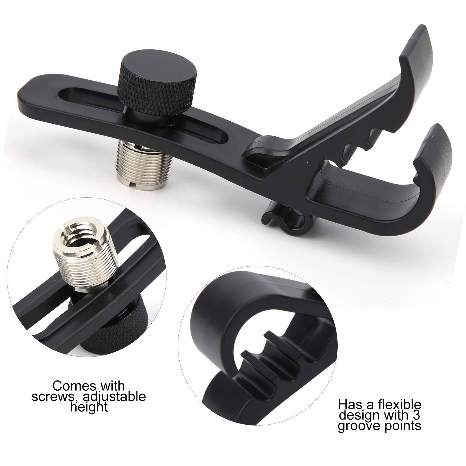 AYNEFY 4Pcs Drum Microphone Clip Shockproof Securing Clamp Holder Musical Instrument Supplies Shockproof Drum Rim Microphone Clip for Microphone Clamps Holder with Groove Gear