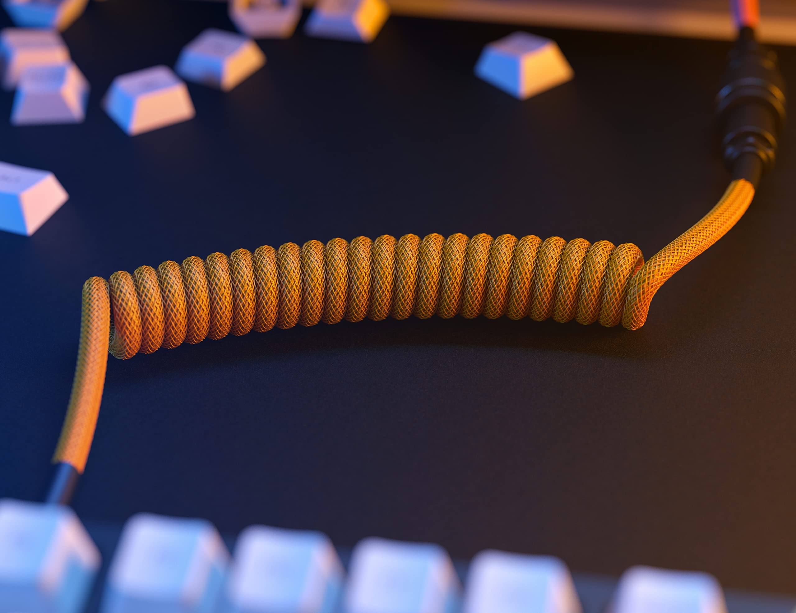 GLORIOUS Coiled Keyboard Cable – Coiled USB C Cable Artisan Braided Cables for Mechanical Gaming Keyboard Coiled Cable - Custom Keyboard Cable (White)