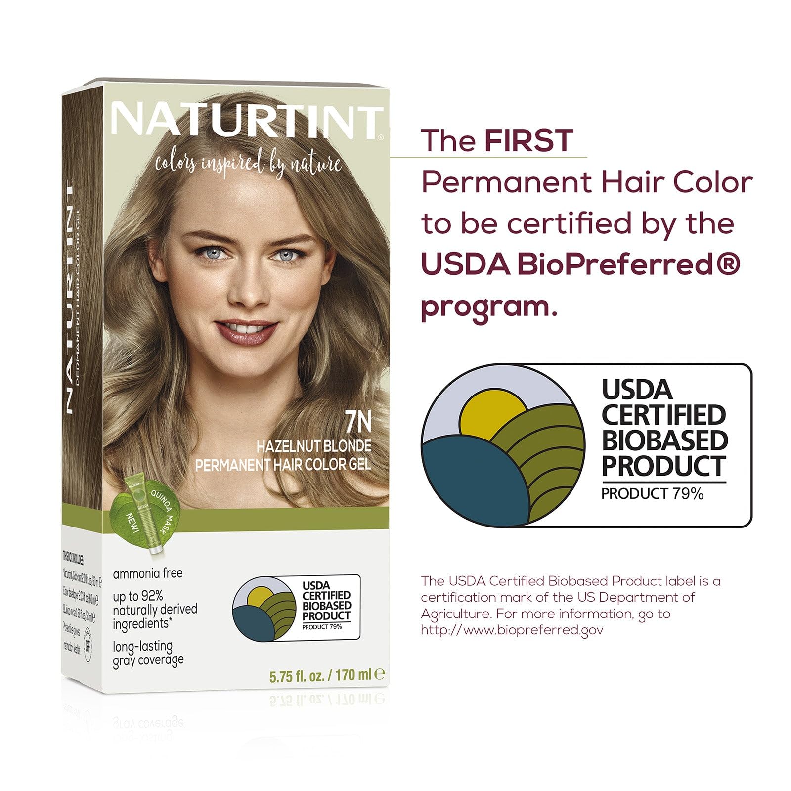 Naturtint 7N Hazelnut Blonde Permanent Hair Color (Pack of 6), Ammonia Free, Vegan, Cruelty Free, up to 100% Gray Coverage, Long Lasting Results (Packaging may vary)