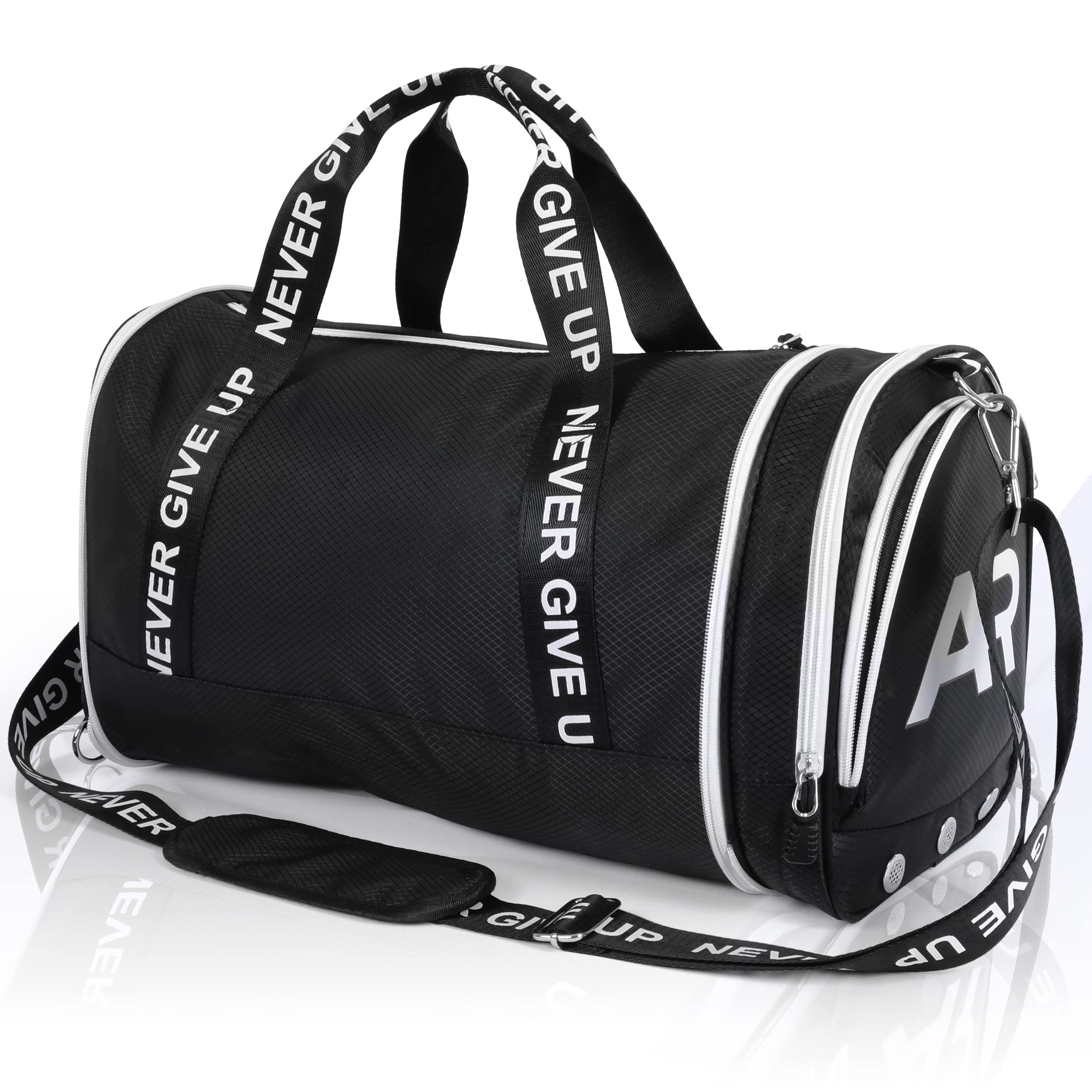 RED supplies Black Convertible Gym Bag With Cross Body Bag for man and women with multiple pockets