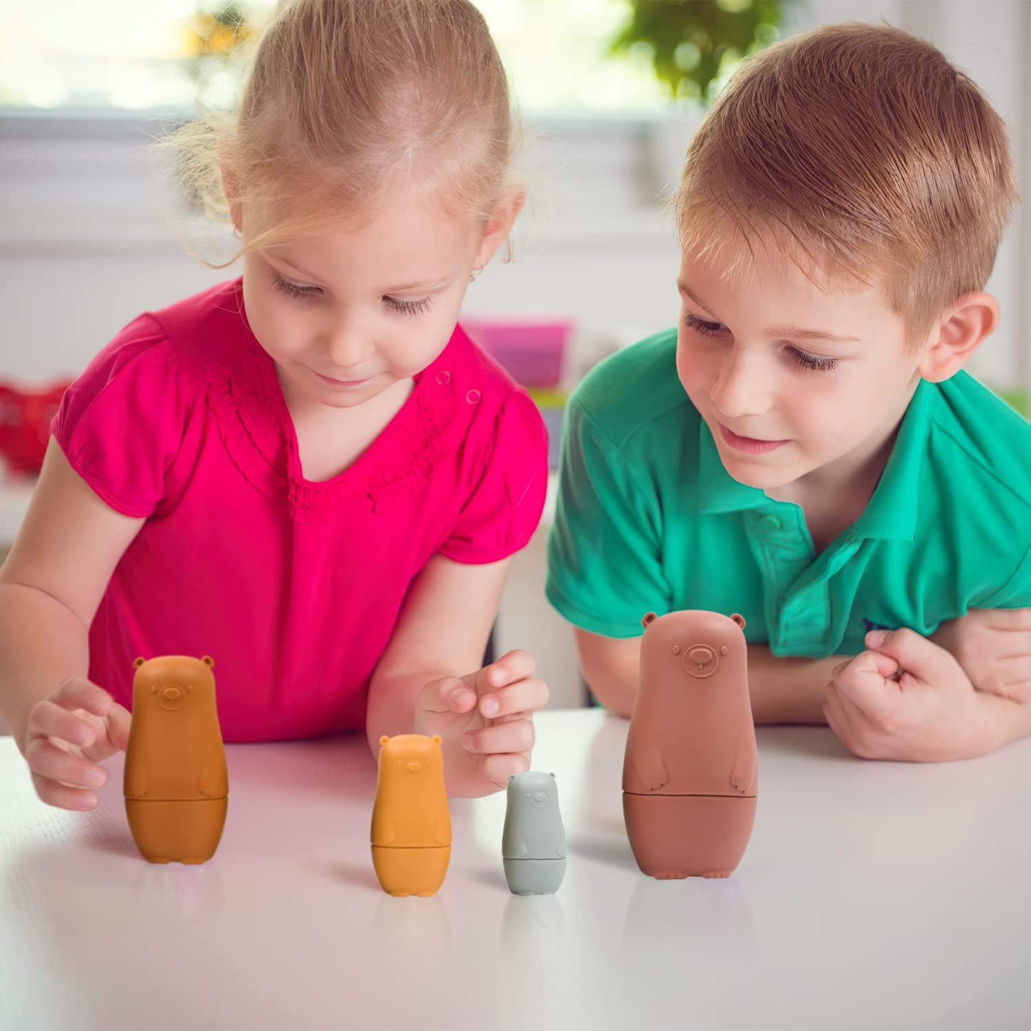 ASHER & ELLA Russian Nesting Dolls for Children, Educational Matryoshka Dolls, Waldorf Toys for Toddlers, Bear Stacking Toy, Nesting Dolls, Nesting Cups (Orange) Ages 3+