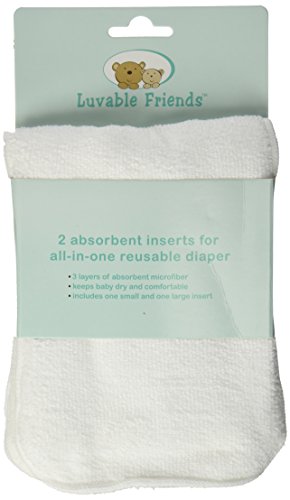 Luvable Friends 2 Count Absorbent Inserts for All-in-One Reusable Diaper, White