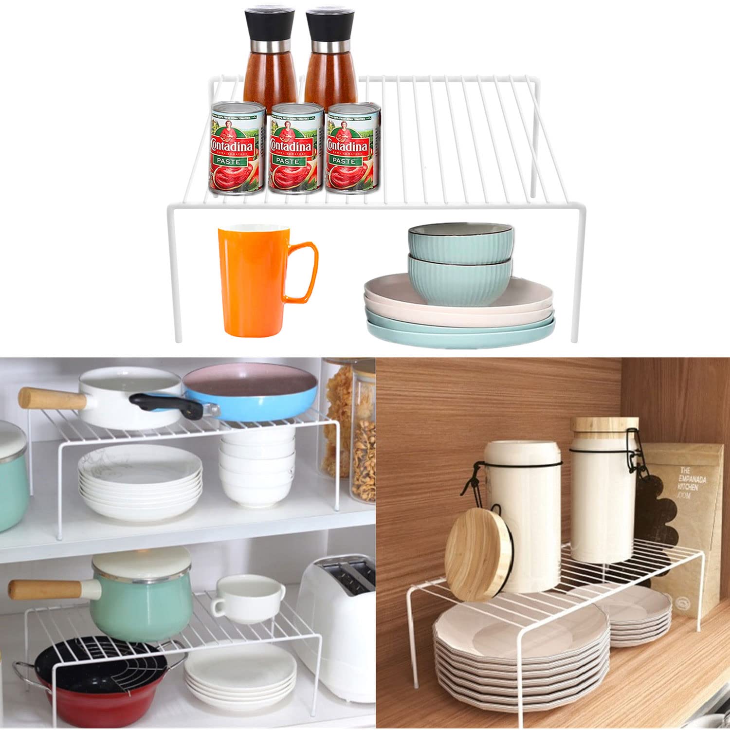 ARCCI Kitchen Cabinet Shelf Organizer Set of 4, Medium (13 x 9.4 inch) Rustproof Metal Wire Pantry Storage Shelves, Dish Plate Racks for Cabinets, Freezer, Counter, Cupboard Organizers and Storage