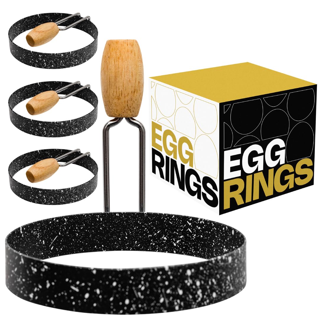 Egg Ring Four Pack Versatile Egg Cooker - Durable Egg Mold - Easy to Clean Egg Rings for Frying Eggs - Egg Shaper - Egg Rings by SpaceUp