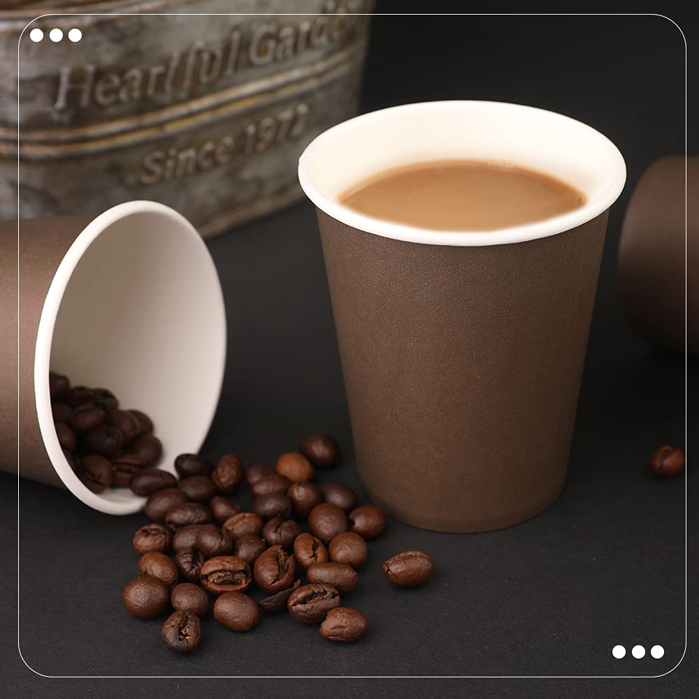 BALDCC 75 Packs of Brown Paper Hot Cups, 8 oz Disposable Paper Cups, Hot Coffee Cups, Beverage Cups, Suitable for Offices, Home Kitchens, Coffee Shops(Brown)