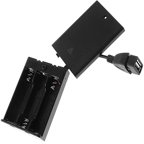 AIMPGSTL 2Pcs 3 AA Battery Holder, 3 AA Battery Case Box Holder 4.5-5V with Cover and On/Off Switch, with USB Cable