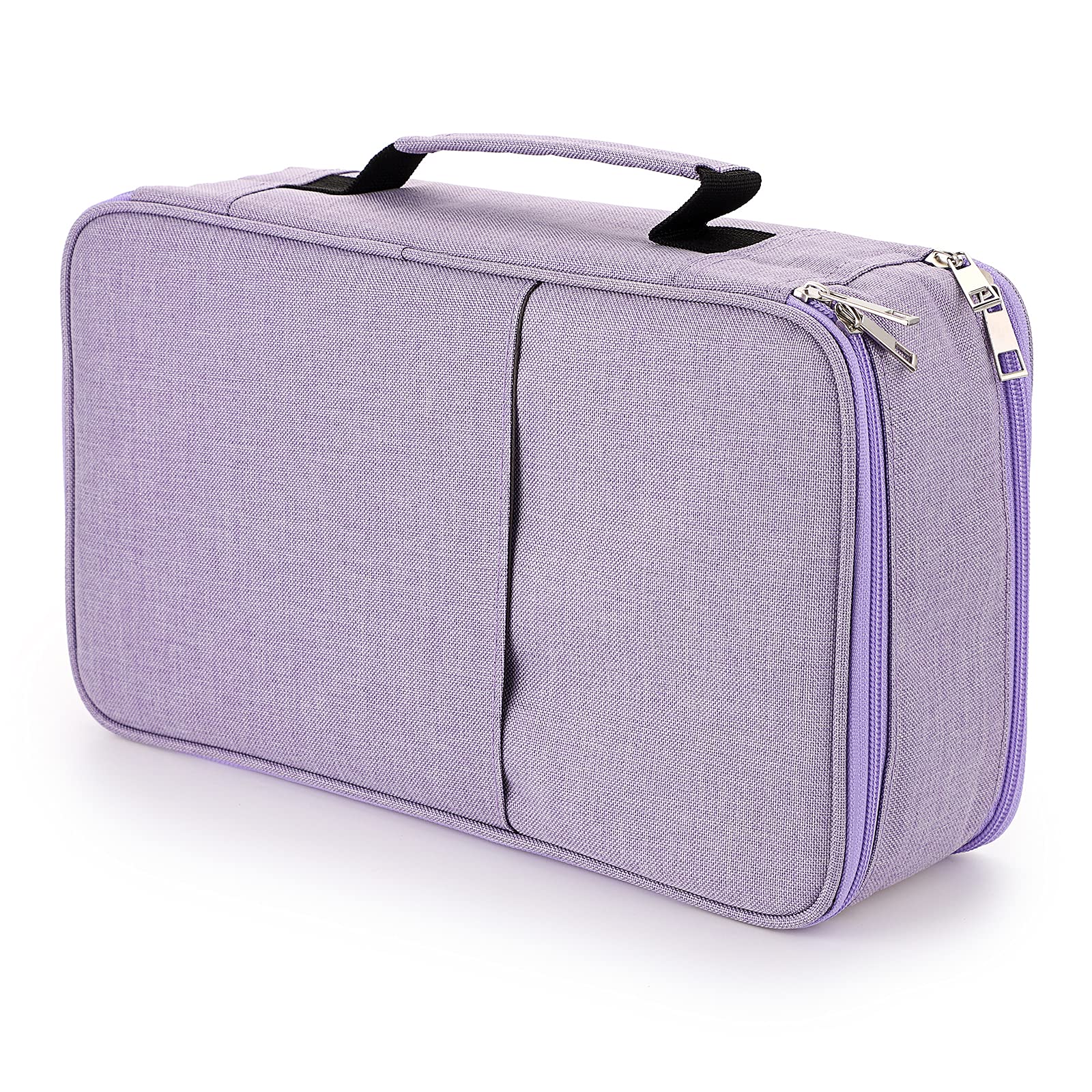 BTSKY Colored Pencil Case 360 Slots Pen Pencil Bag Organizer High Capacity Pens Holder with Double Zippers Multilayer Holder for Crayola Colored Pencils Watercolor Pens & Gel Pens Purple