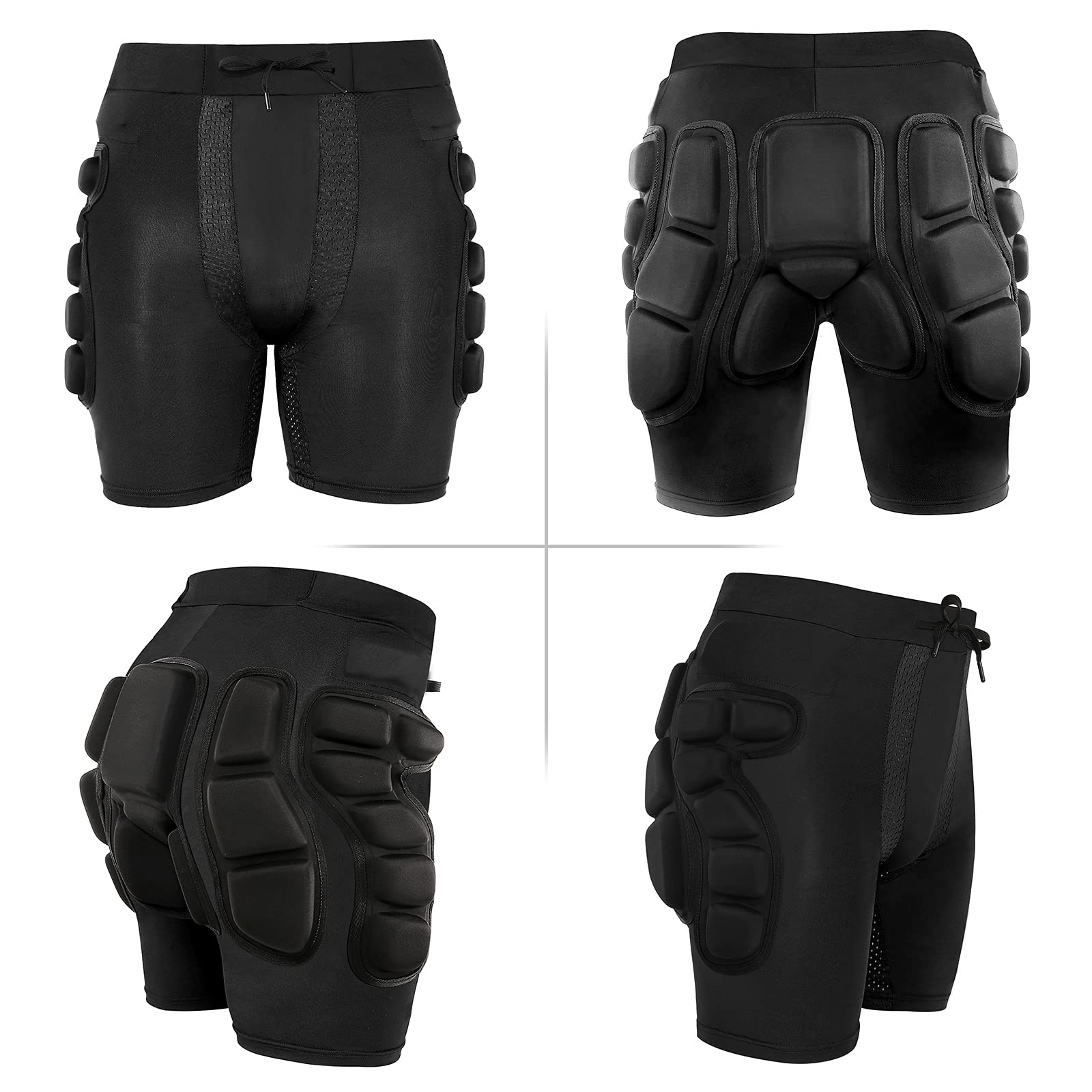Relaxyee Protective Padded Shorts, Impact Resistance Sportswear Outdoor Impact Protective Gear for Snowboard, Skate, Ski, Skateboard, Unisex, 3D Protection for Hip, Butt and Tailbone (Small)