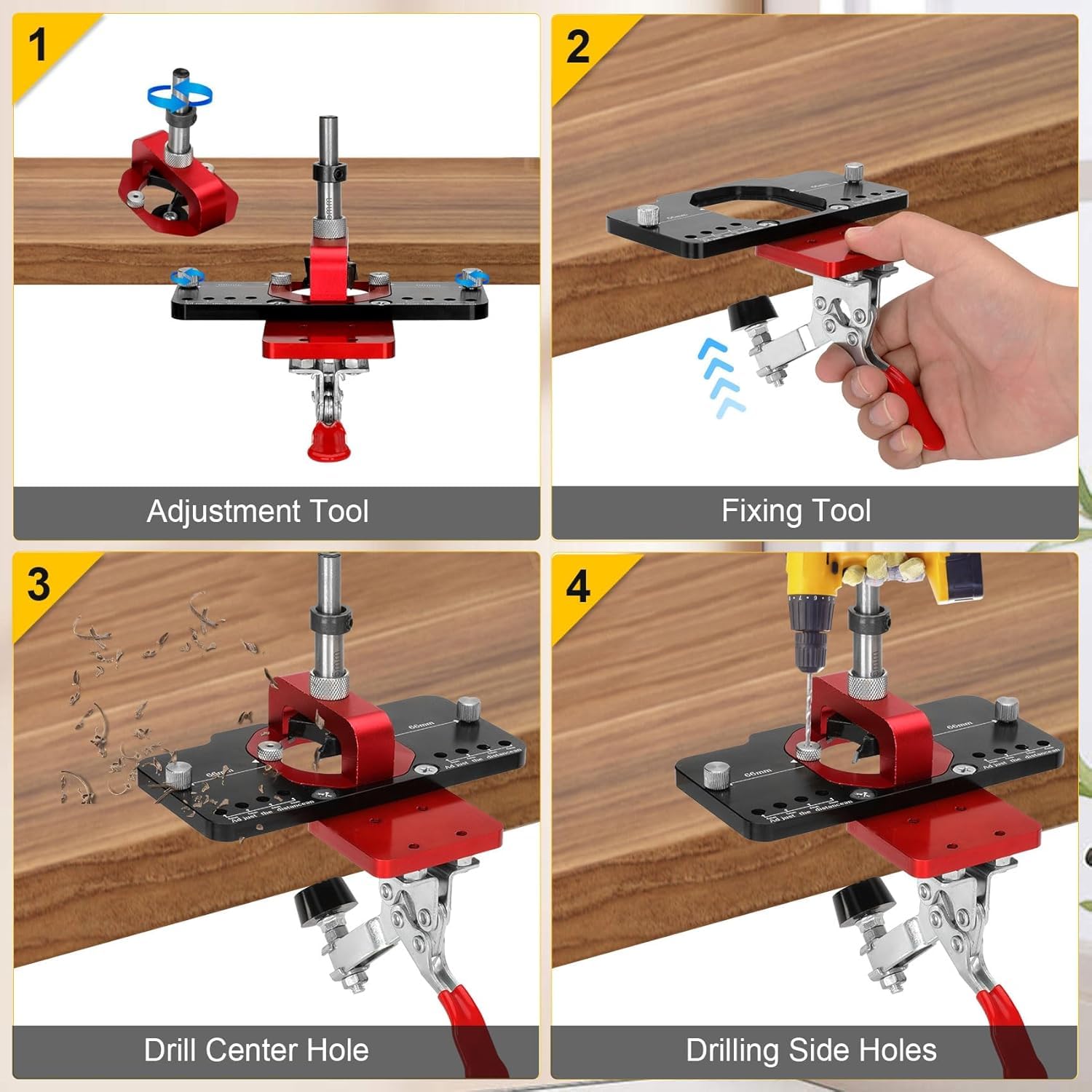 Metal Concealed Hinge Jig with Woodworking Tools,35mm Concealed Door Hinge Jig,Cabinet Hinge Jig for Door Cabinets Hinges Mounting
