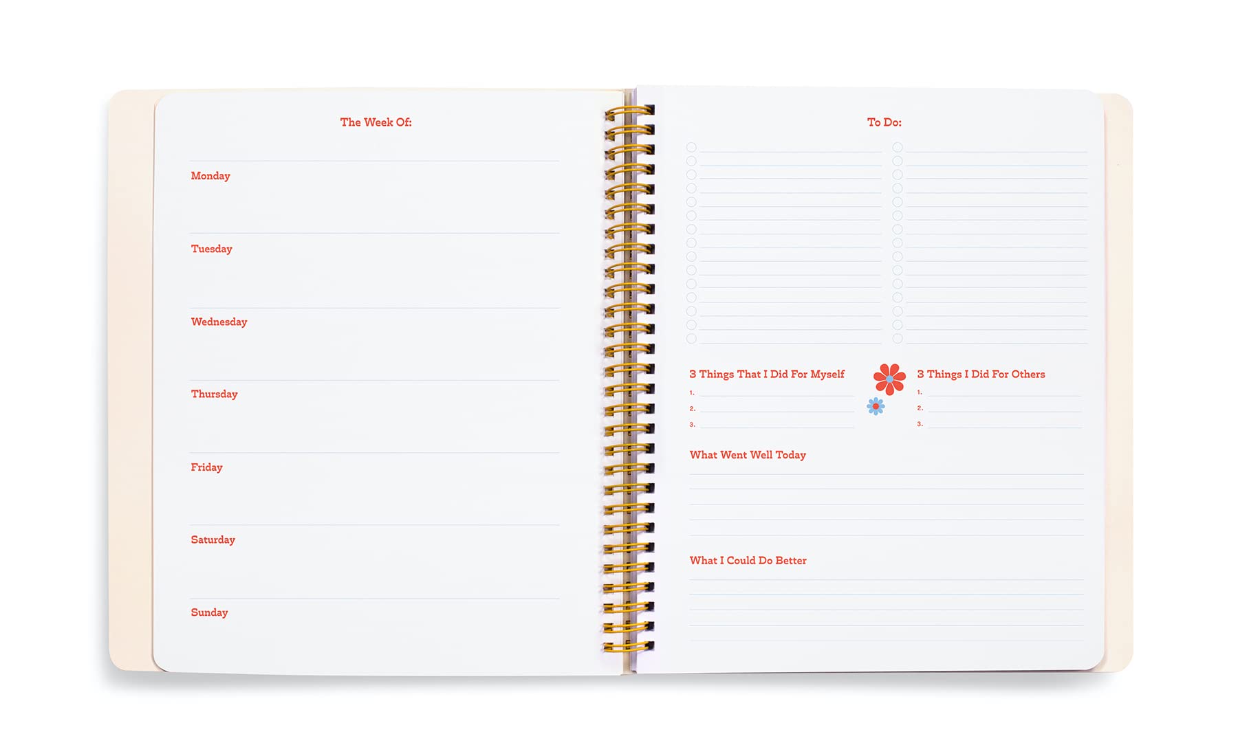 ban.do Undated Weekly Planner, To Do List Notebook with Stickers, Guided Wellness Journal, Daily Organizer for School or Office, Progress Not Perfection