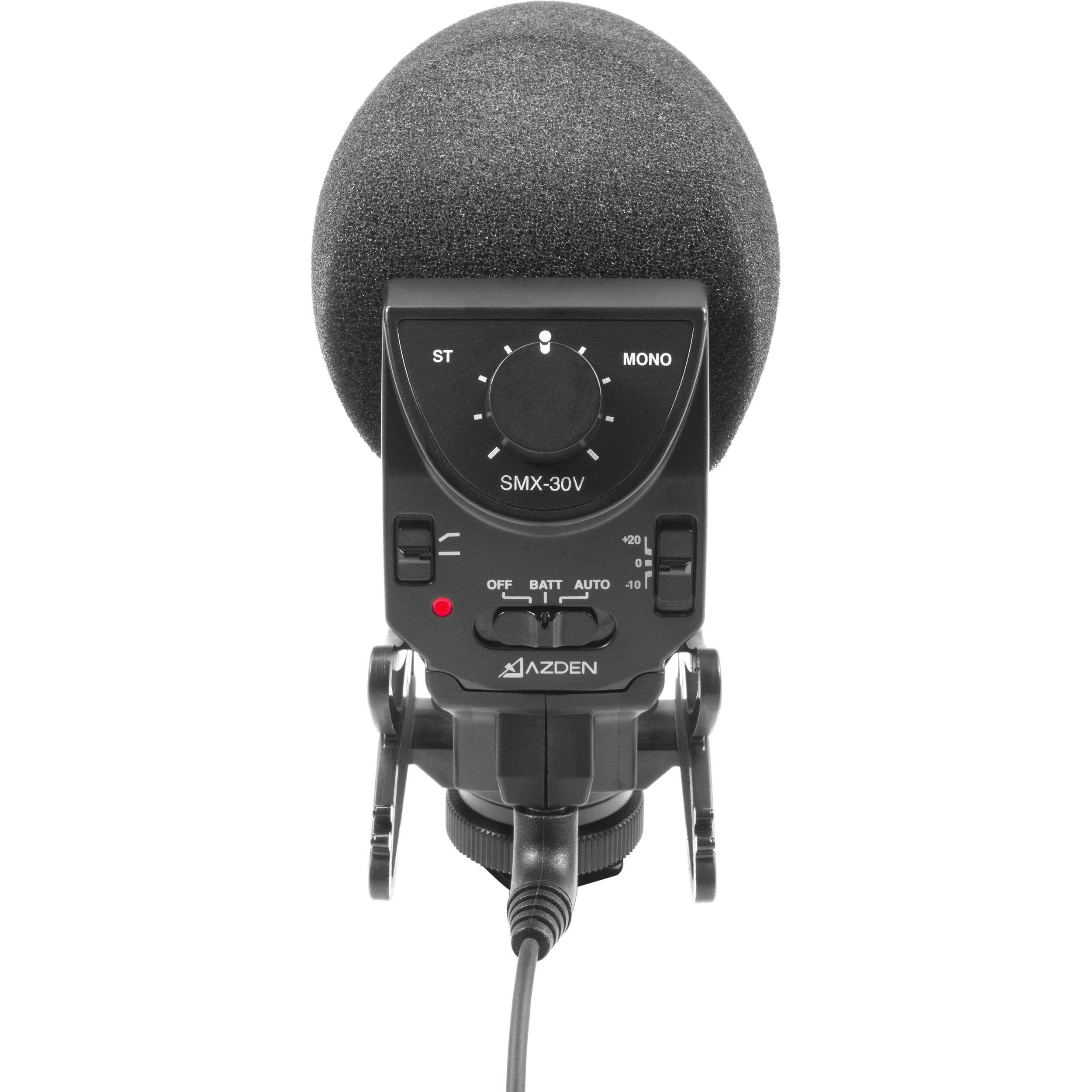Azden SMX-30V Stereo/Mono Mixable Video Microphone + Ultra-Bright LED Video Light, Lightweight 60” Tripod, Retractable Tripod Dolly, V-Shaped Flash Bracket w/ 3 Cold Shoes & Much More (19pc Bundle)