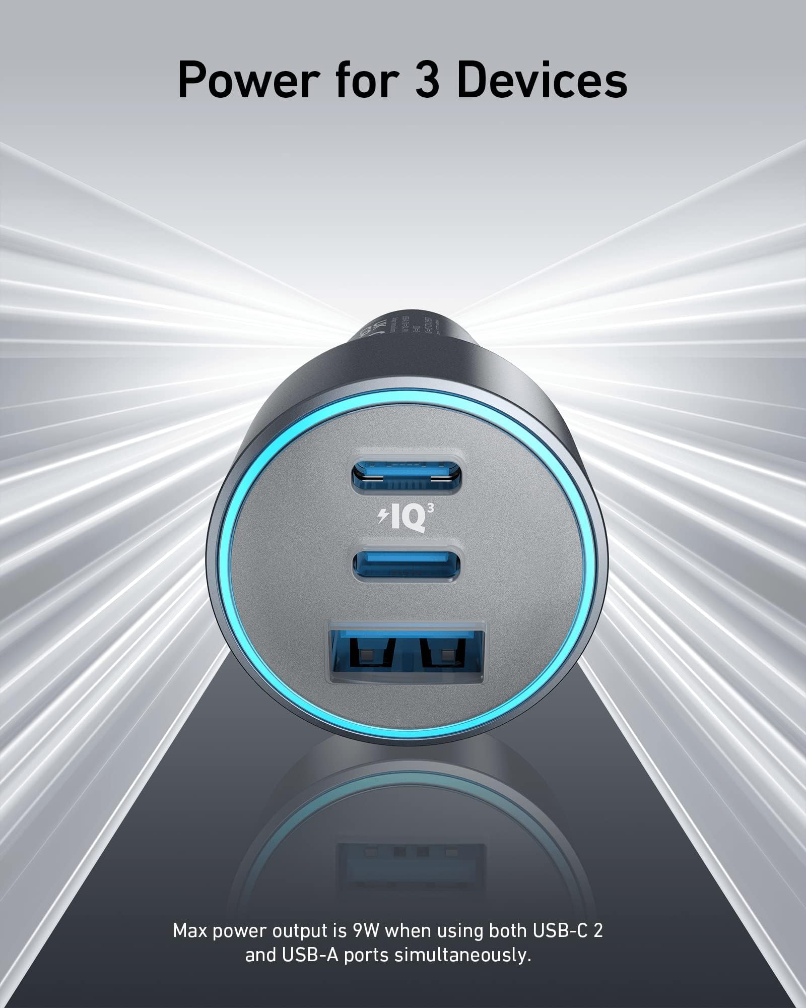 Anker USB-C Car Charger, 67W 3-Port Compact Fast Charger, 535 Car Adapter with PIQ 3.0 for iPhone 15/15 Plus/15 Pro/15 Pro Max, Galaxy S23, MacBook Pro, iPad Air, and More (USB-C to C Cable Included)