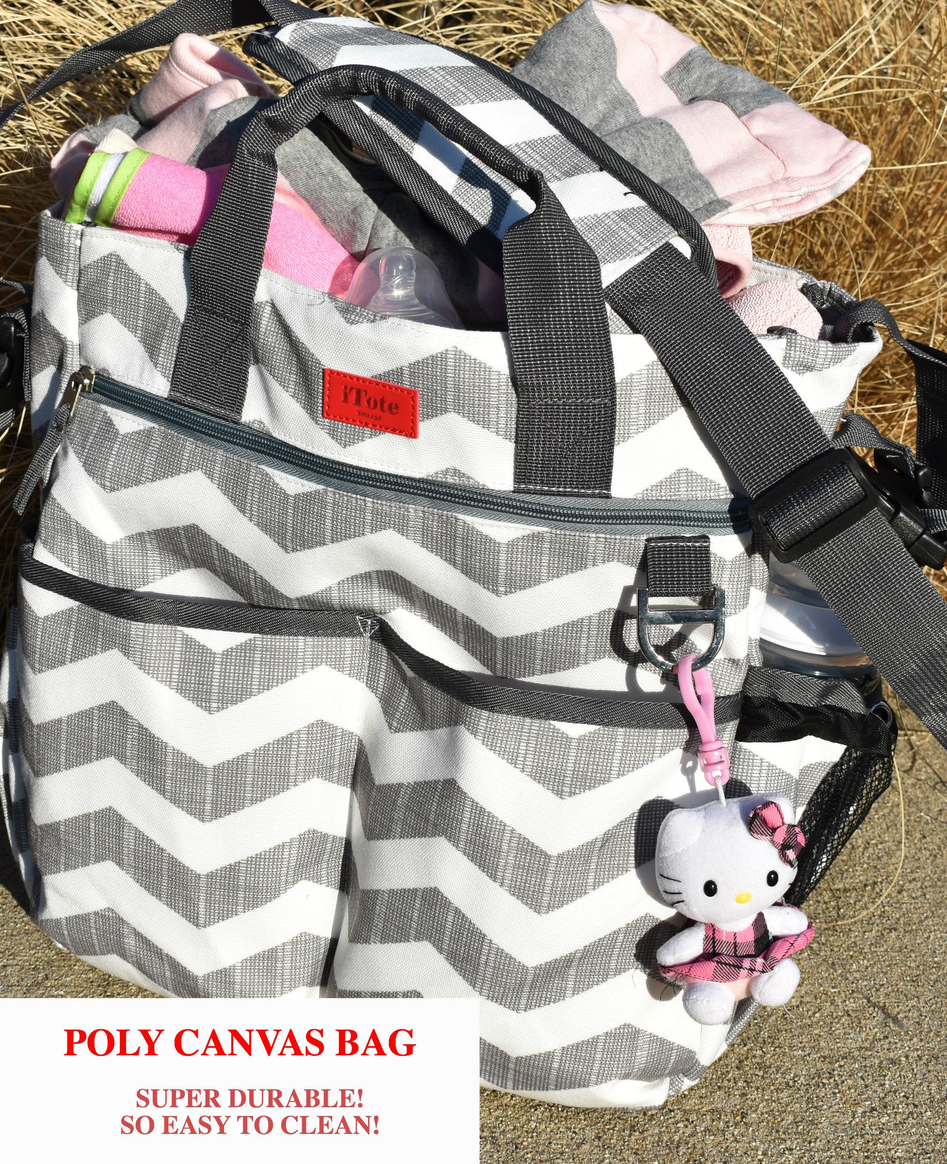 New Diaper Bag Amazingly Durable Poly Canvas Designer Diaper Bag/Baby Bag Organizer by iTOTE/Perfect for Ipad or iPhone