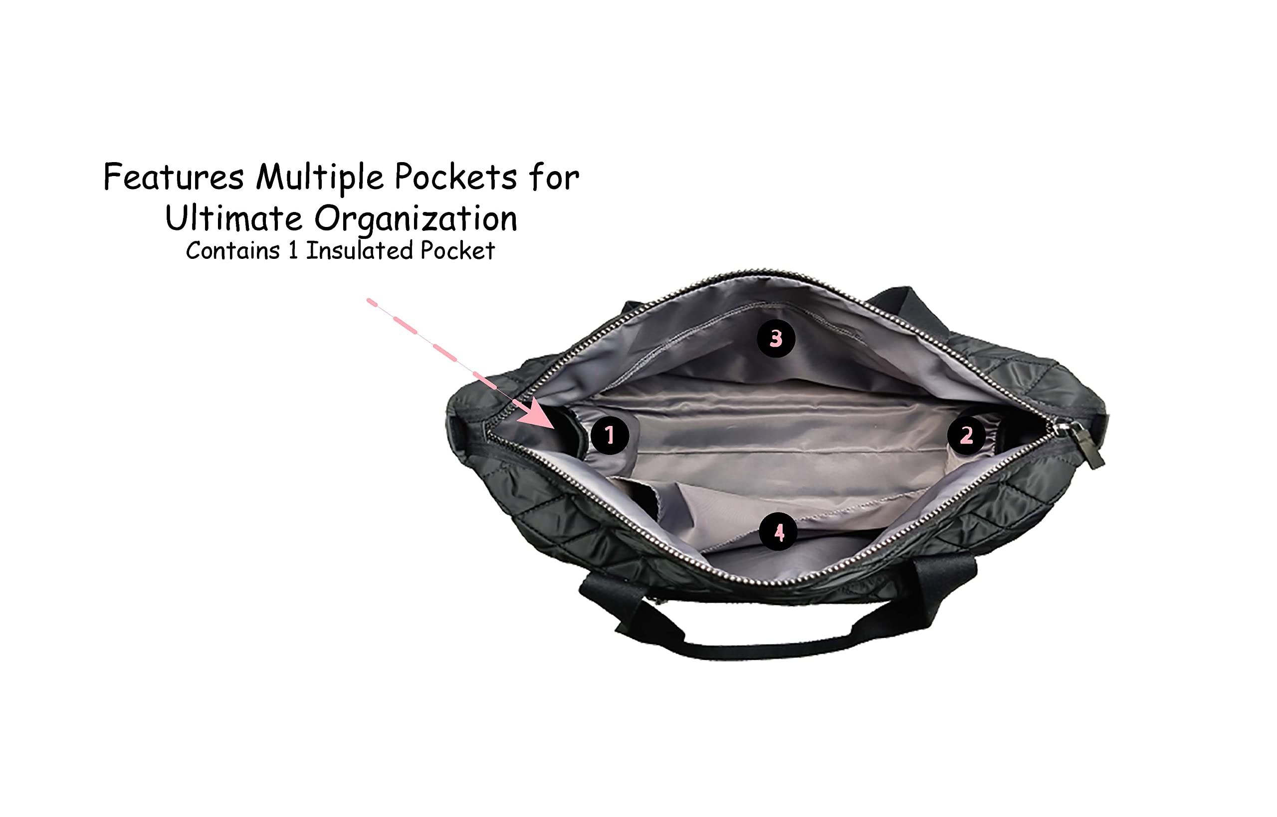 bub. Duffle Diaper Tote Bag with Changing Pad, Large Travel Diaper Tote for Mom and Dad, Multifunction, Unisex Baby Bag (Black)