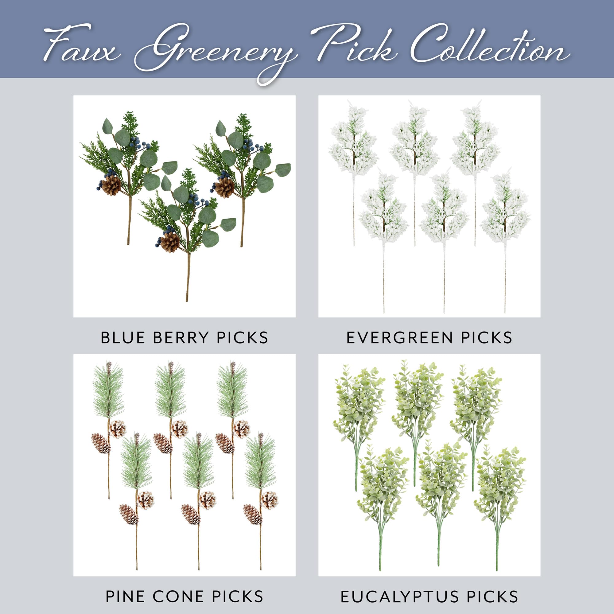 AuldHome Pine Cone Picks (6-Pack); Frosted Evergreen Christmas Decor Floral Stems for Wreaths, Vases and Holiday Arrangements