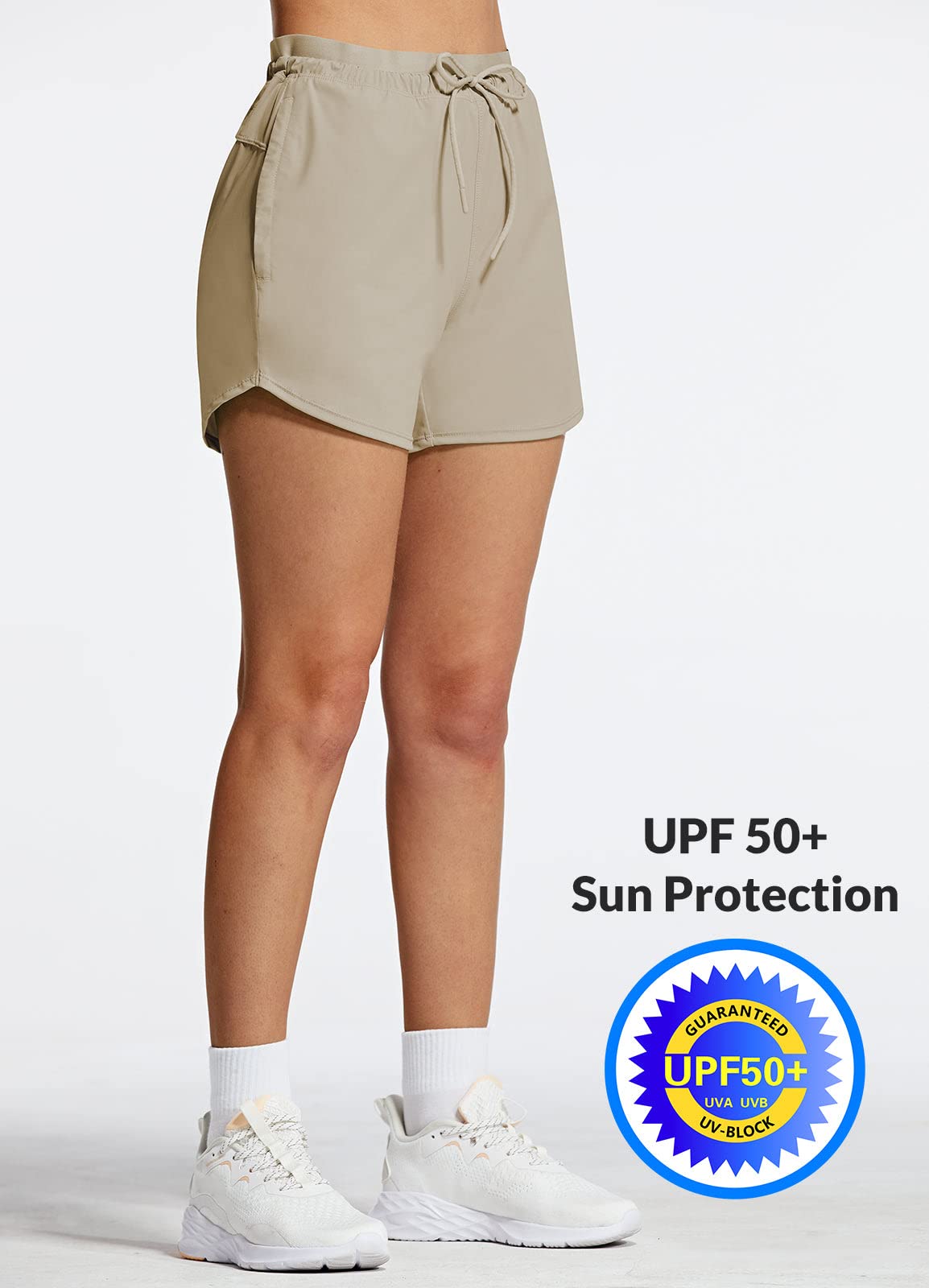 BALEAF Women's Hiking Shorts 4" Quick Dry with Zip Pockets Athletic Summer Running Stretch Active Workout Gym Black Size M