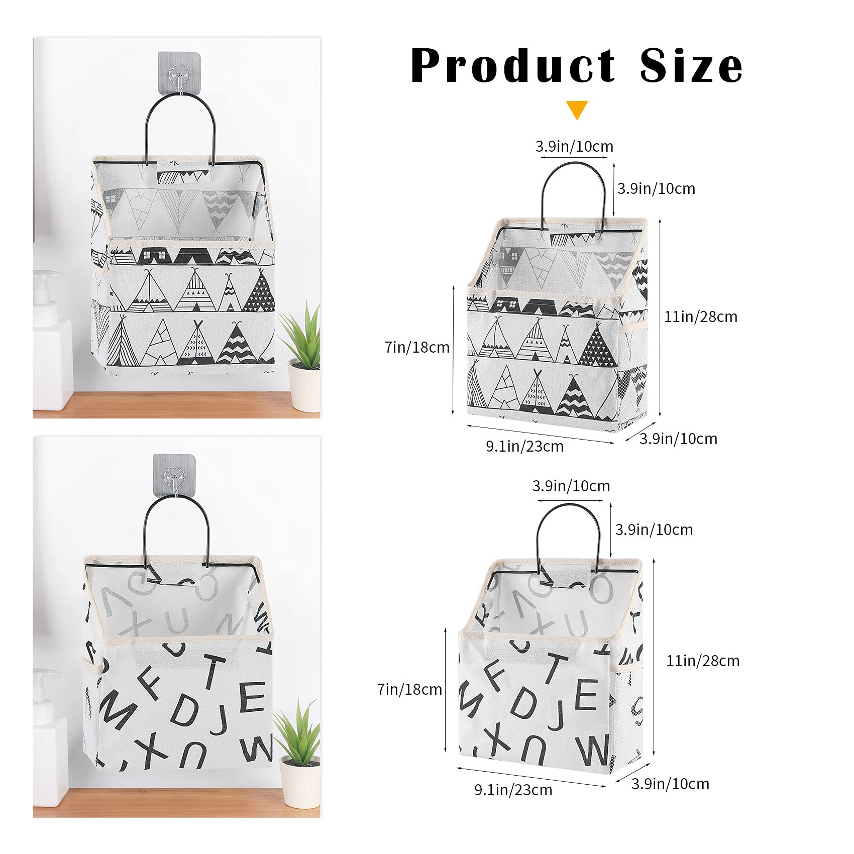CRSONGMAOZL 2 Pack Wall Hanging Storage Bags with Sticky Hooks, Closet Wall Hanging Organizer, Kitchen Wall Storage Bags, Hang Storage for Kitchen, Bathroom(Letters and Sailboat)