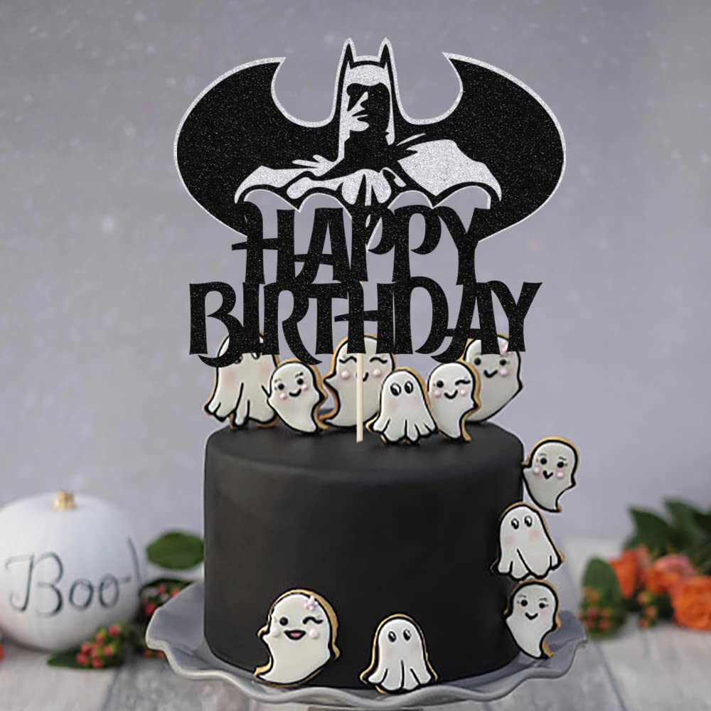 Arolykubay Bat Hero Happy Birthday Cake Topper, Kids Hero Cartoon Theme Party Cake Decoration