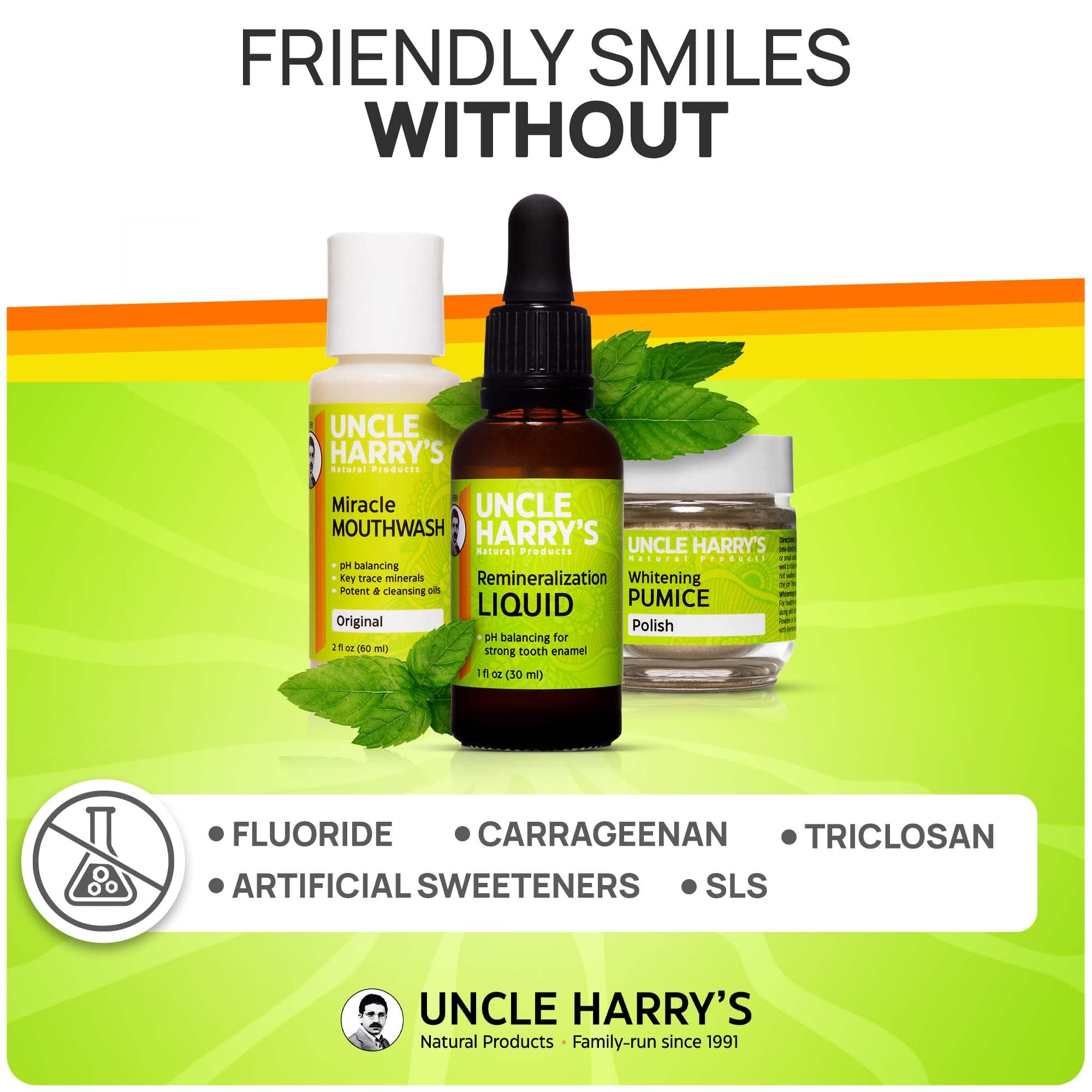 Uncle Harry's Natural Remineralization Kit with Tooth Whitening - 3 Products Strengthen Weak Enamel, Brighten Smile, & Correct Oral Care Issues (1 kit)