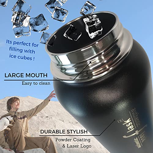 Authentic Flask 32oz Double Vacuum Insulated Water Bottle Wide Mouth w/Stainless Steel and Straw Lids, Reusable and Modern Hydro Thermo 24hs Cold 12hs Hot (BLUE BERRY)