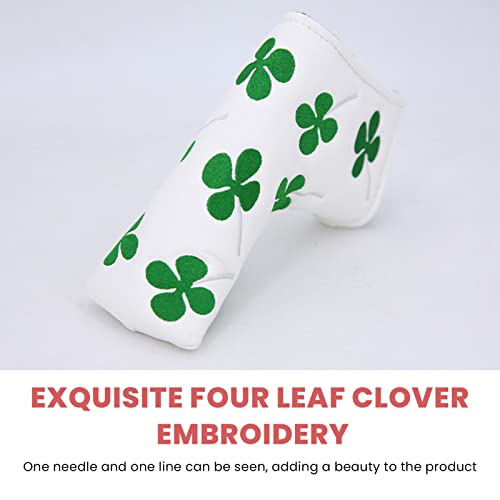 Astibym Golf Putter Headcover, Golf Putter Cover Soft Plush Lining Thick Plush Lining Embroidery Craftsmanship for Indoor(White)