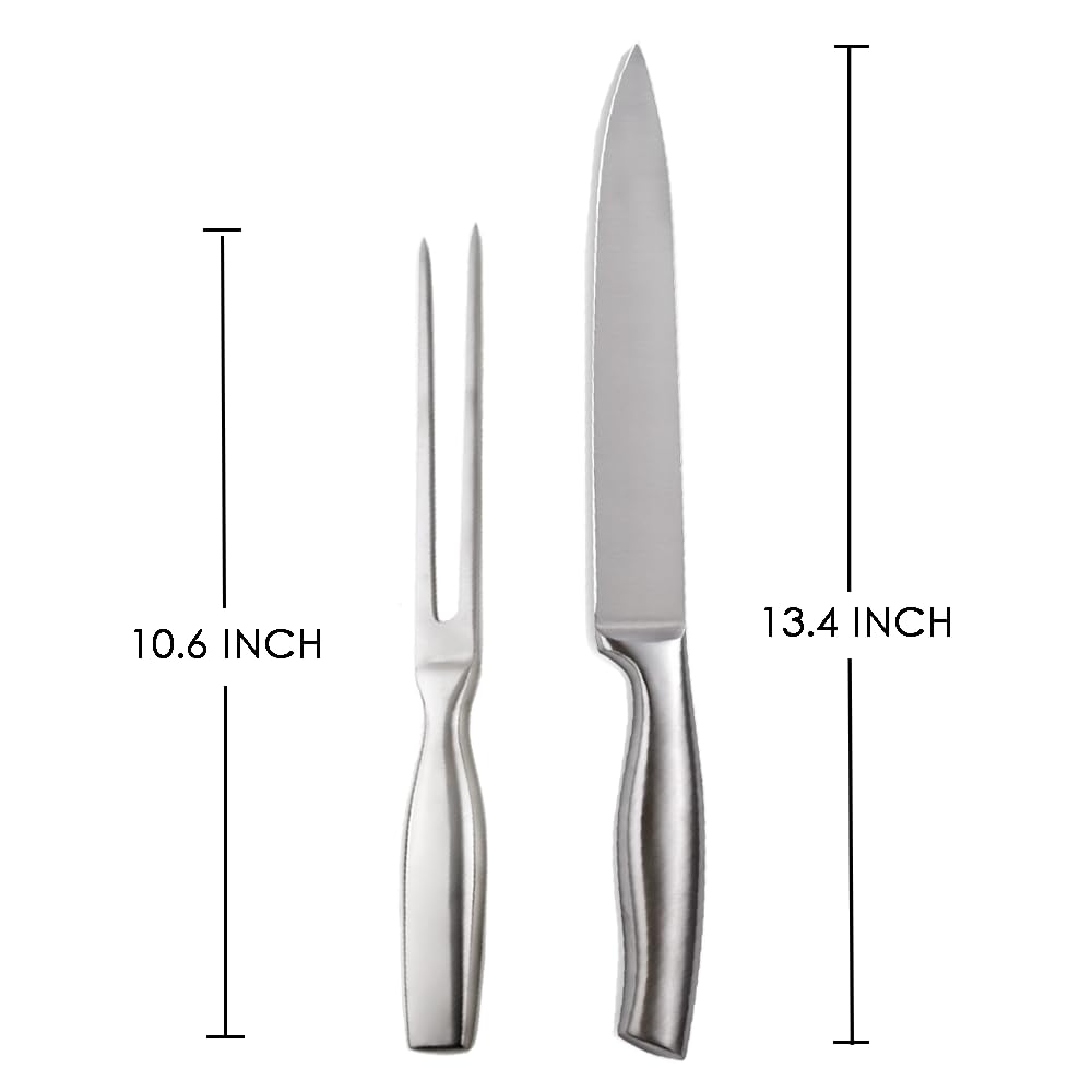 Kilajojo Stainless Steel Carving Knife and Fork Set for Meat, Fruit, Turkey
