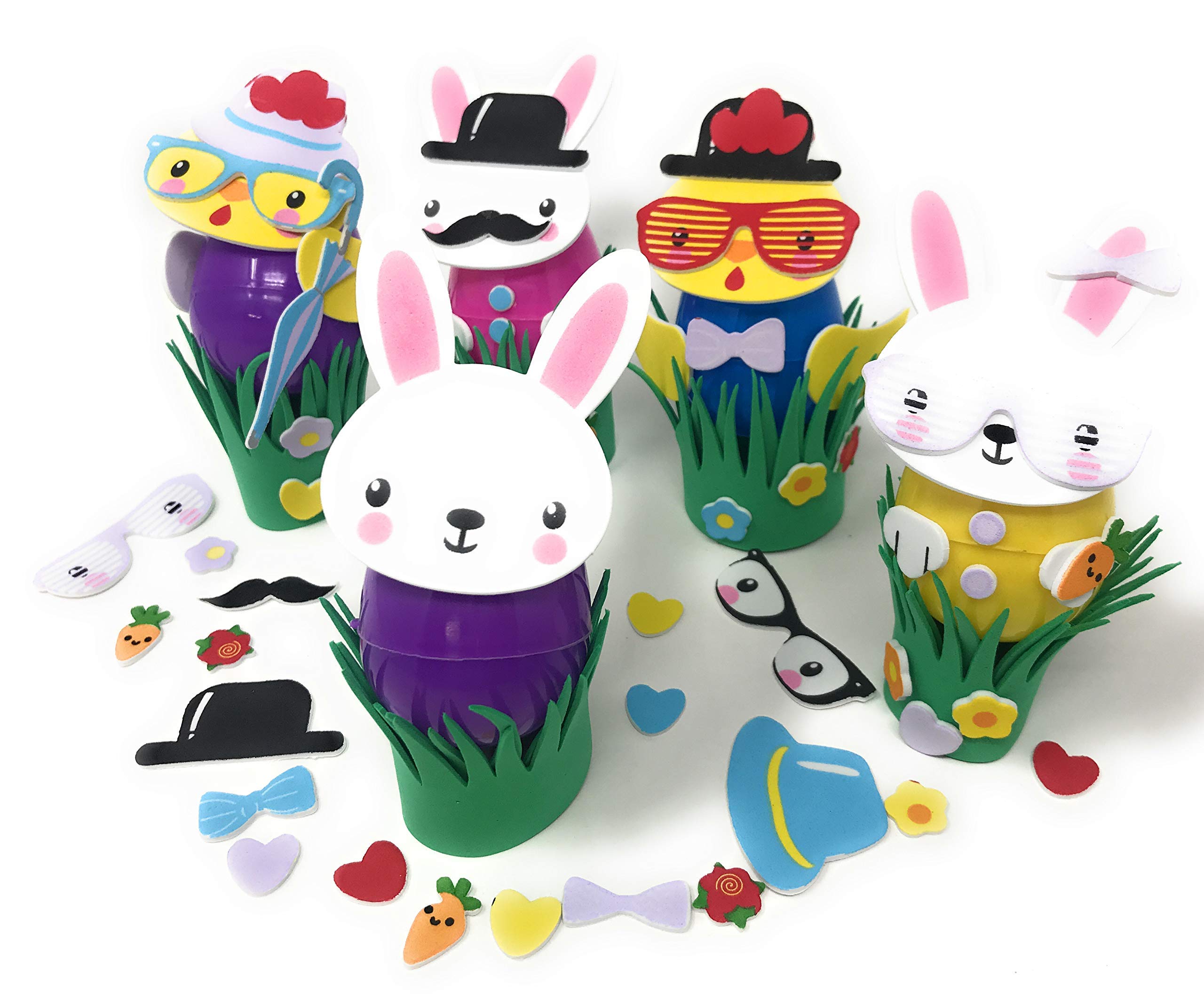 Funiverse Bulk 18 Sets of Easter Egg Decorating Foam Kids Craft Kits (Easter Eggs Not Included) - Over 700 Pieces of No Mess. No Stains