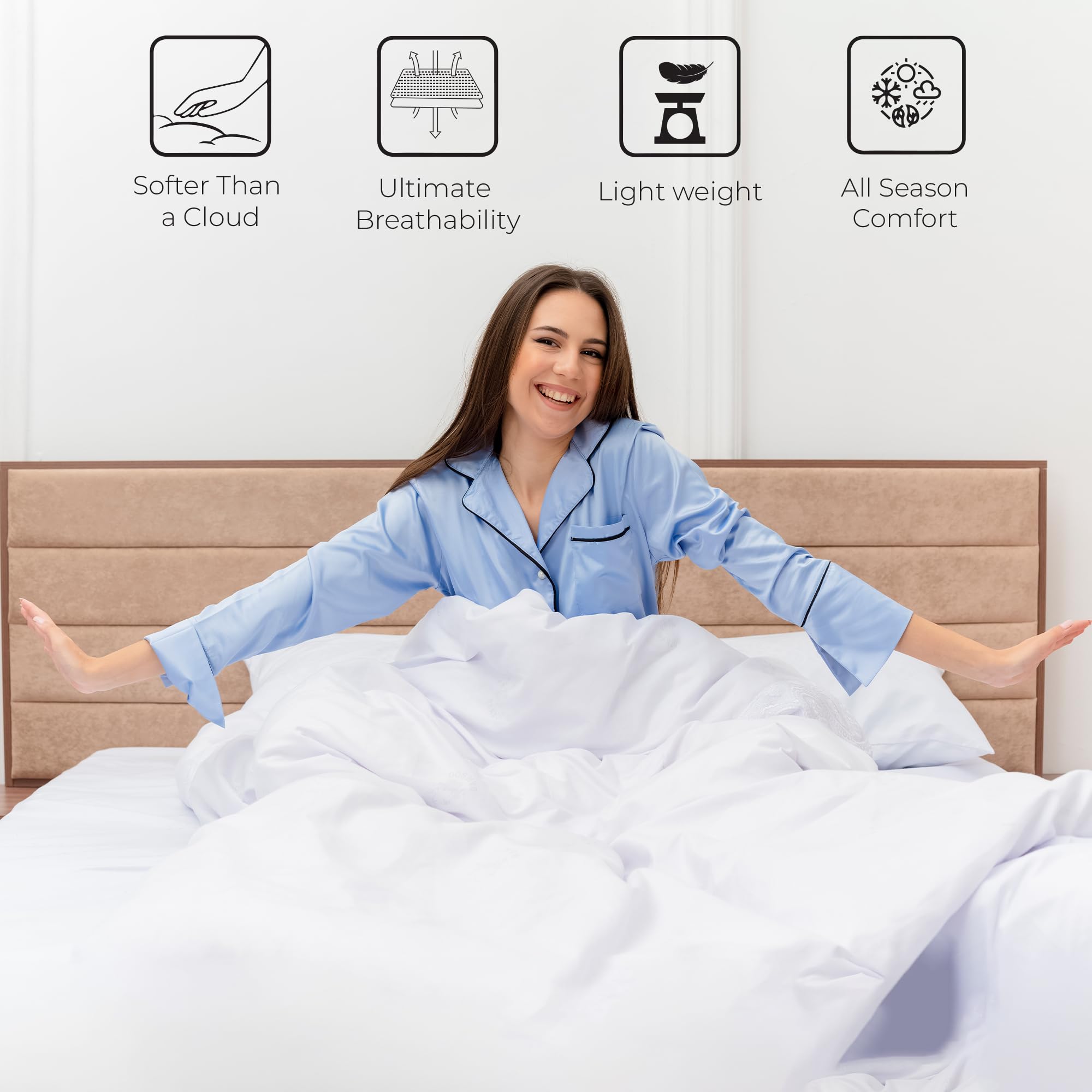 Linenwalas Tencel Lyocell Duvet Cover Set with Deep Pocket Fitted Sheet, Viscose Made from Eucalyptus Soft, Lightweight and Breathable Complete Bedding Set (Silver, Queen)